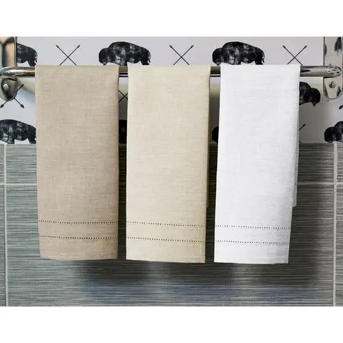 Solino Home Linen Hand Towels Set Of 3, 14 X 24 Inch For Dining Table - Natural