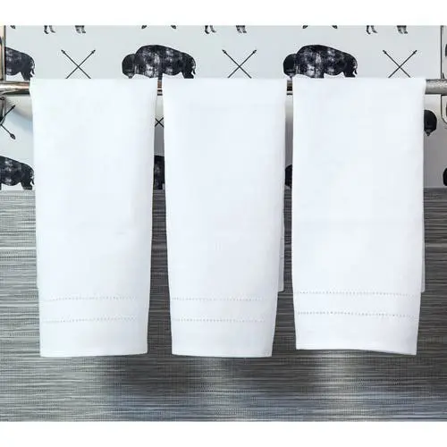 Solino Home Linen Hand Towels Set Of 3, 14 X 24 Inch For Dining Table - White