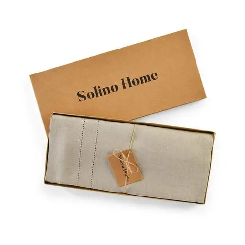 Solino Home Linen Bath Towel 30 X 54 Inch For Dining Table - Natural