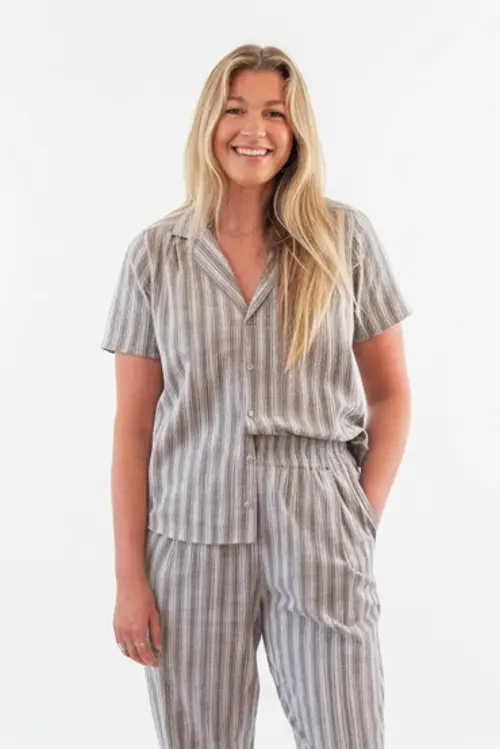 Ace & Jig Tasi Button-up Shirt With Notched Collar - Scribble