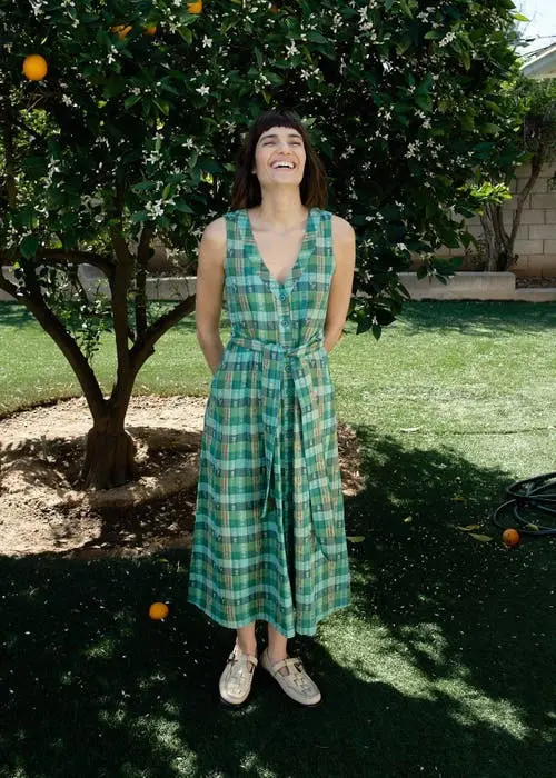 Ace & Jig Callie Sleeveless Belted V-neck Dress - Garden