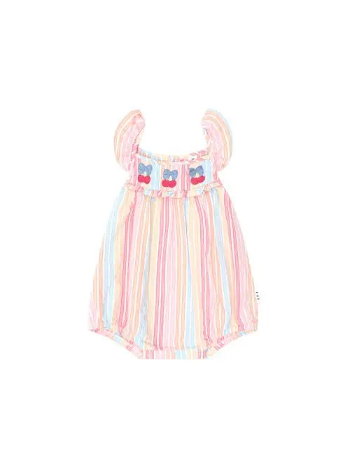 HUXBABY Rainbow Stripe Cotton Bubble Romper - Multi