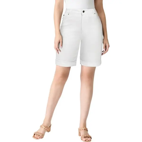 Roaman's Easy Wear Bermuda Shorts - White Denim