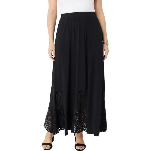 Roaman's Lace Maxi Skirt - Black