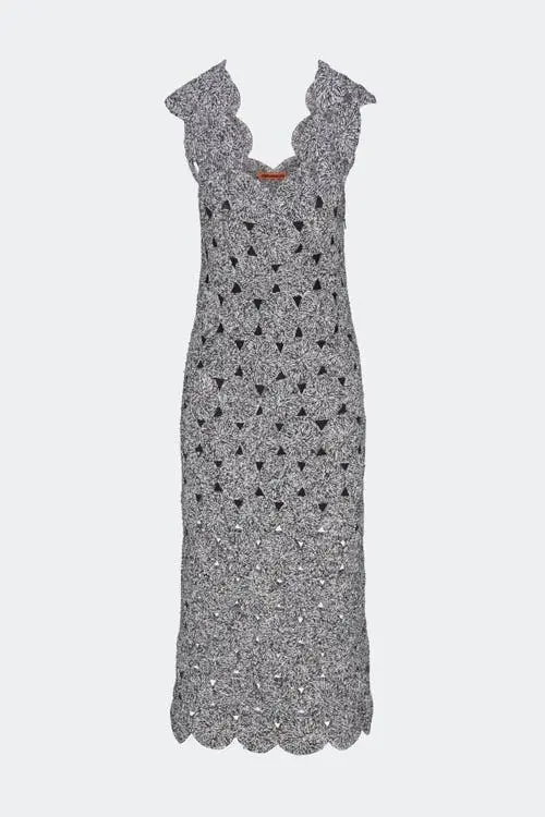 SIMONMILLER Muro Crochet Midi Dress - Black Space Dye