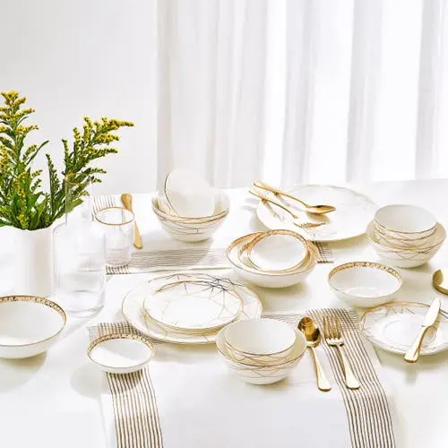 Prouna Gem Cut Gold Tea Cup & Saucer - White