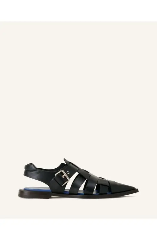 LANVIN Pointed-toe Fisherman Leather Sandals - Black