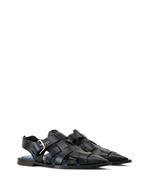 LANVIN Pointed-toe Leather Sandals - Black