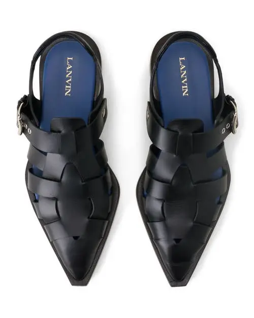 LANVIN Pointed-toe Leather Sandals - Black