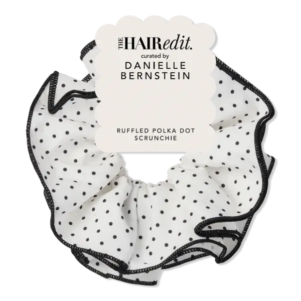 THE HAIR EDIT Ruffled Polka Dot Scrunchie - One-color
