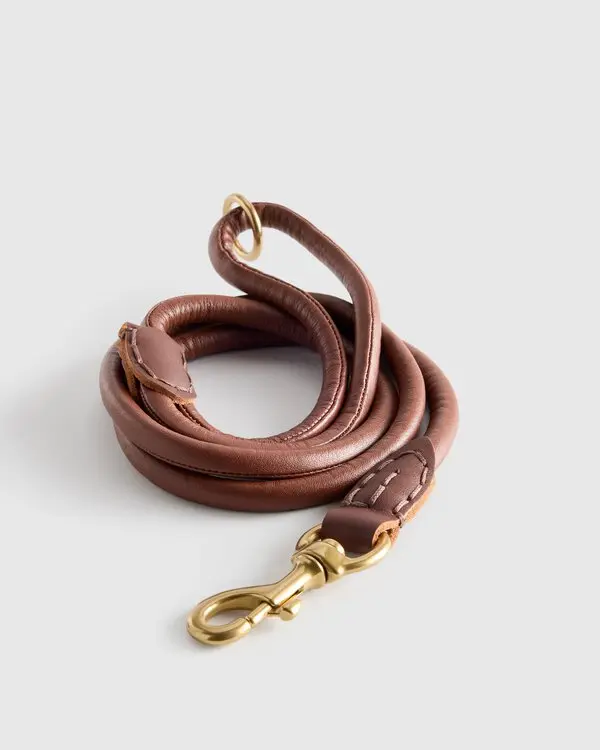 Quince Rolled Italian Leather Dog Leash