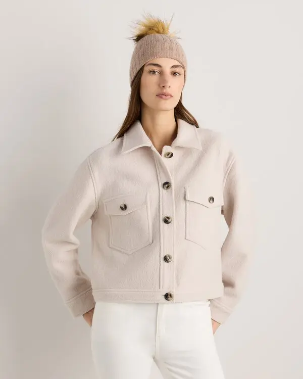 Quince Cashmere Pom Pom Beanie - Oatmeal