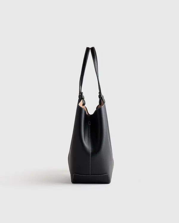 Quince Italian Leather Trapeze Tote - Black