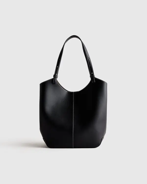 Quince Italian Leather Trapeze Tote - Black