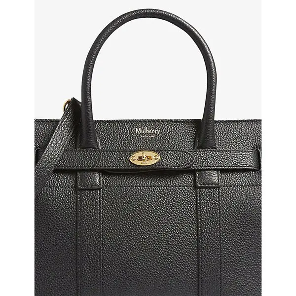 Mulberry Zipped Bayswater Mini Grained-leather Tote Bag - Black