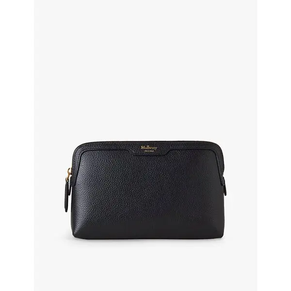Mulberry Logo-embossed Small Grained-leather Cosmetic Pouch - Black