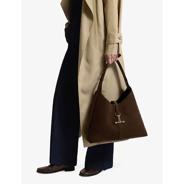 Strathberry Kite Hobo Maxi Suede Shoulder Bag - Chocolate