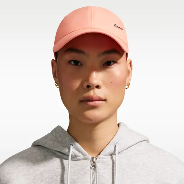 Nike Dri-fit Club Unstructured Metal Swoosh Cap - Orange