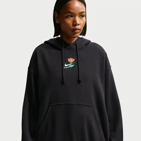 Nike Phoenix Fleece Oversized Pullover Basketball Hoodie - Black