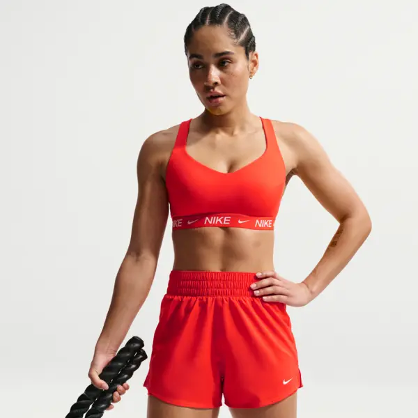 Nike Indy High Support Padded Adjustable Sports Bra - Red