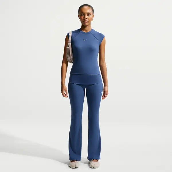 Nike Sportswear Chill Knit Mid-rise Tight Ribbed Pants - Blue