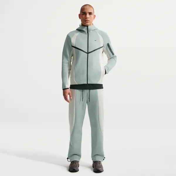 Nike Tech Color-block Open-hem Fleece Pants - Grey