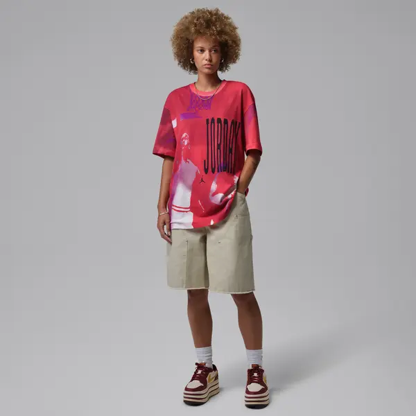 JORDAN Flight Oversized Graphic T-shirt - Red