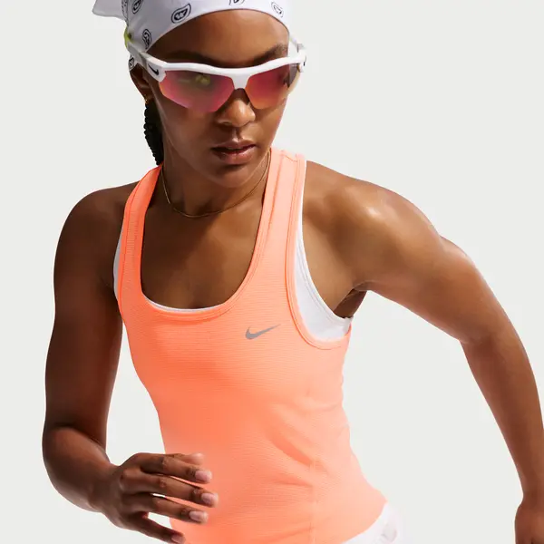 Nike Dri-fit Cropped Mesh Tank Top - Orange