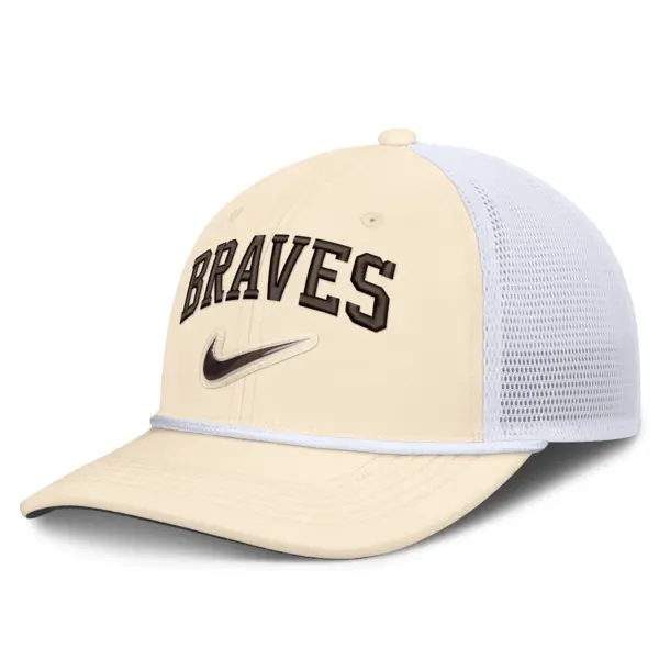 Nike Atlanta Braves Rise Dri-fit Mlb Trucker Adjustable Hat - White