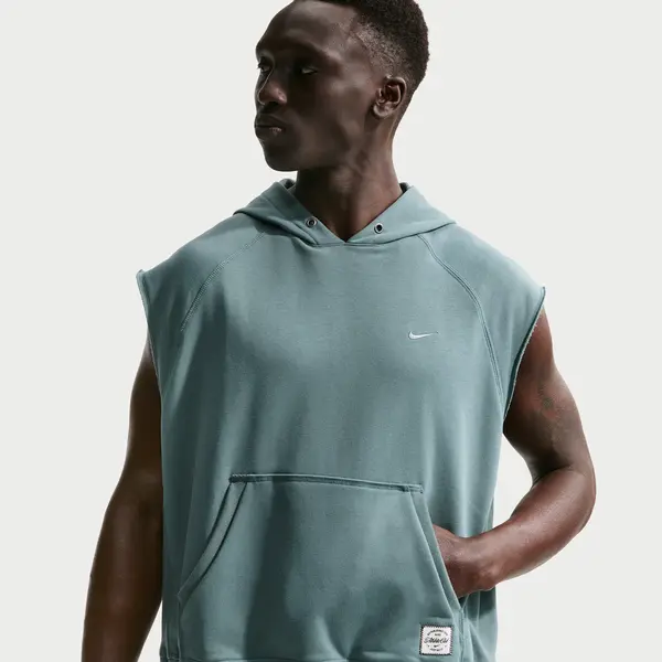 Nike N.a.c. Dri-fit Fleece Sleeveless Training Hoodie - Grey