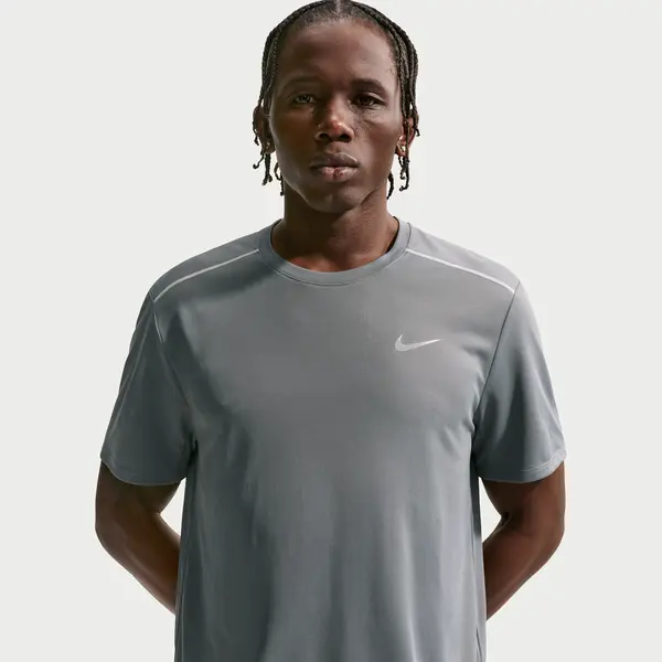 Nike Miler Dri-fit Short-sleeve Running Top - Grey