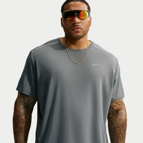 Nike Miler Dri-fit Short-sleeve Running Top - Grey