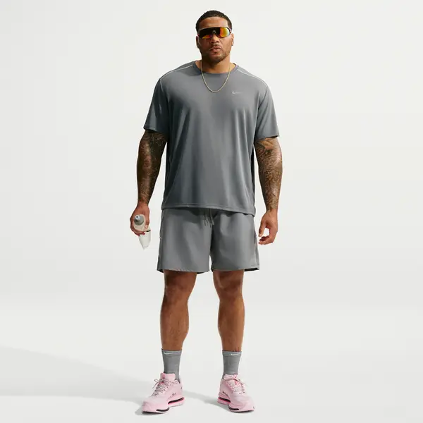 Nike Miler Dri-fit Short-sleeve Running Top - Grey