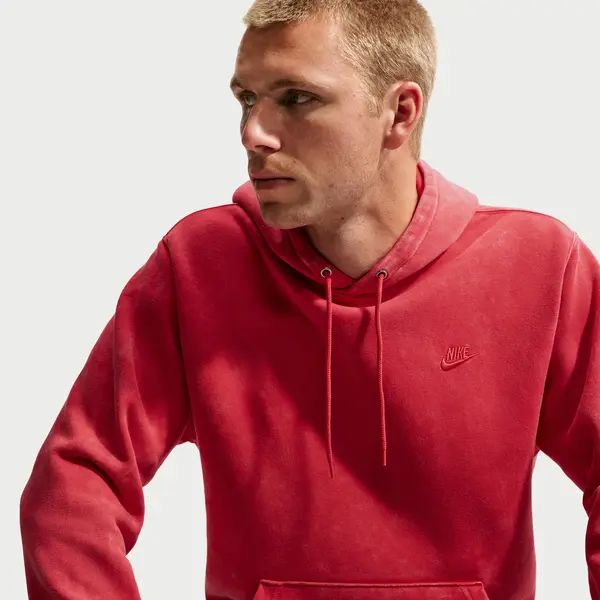 Nike Sportswear Club Washed Fleece Hoodie - Red