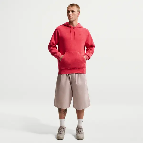 Nike Sportswear Club Washed Fleece Hoodie - Red