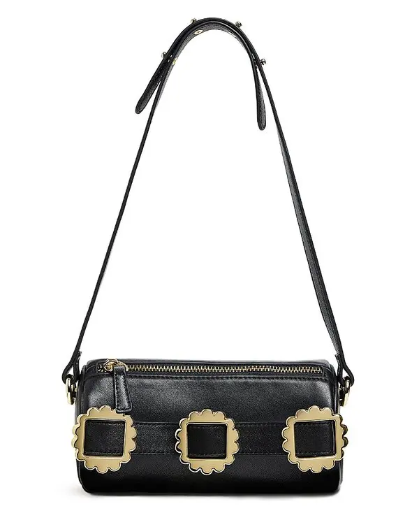 Cynthia Rowley Multi-buckle Leather Shoulder Bag - Black