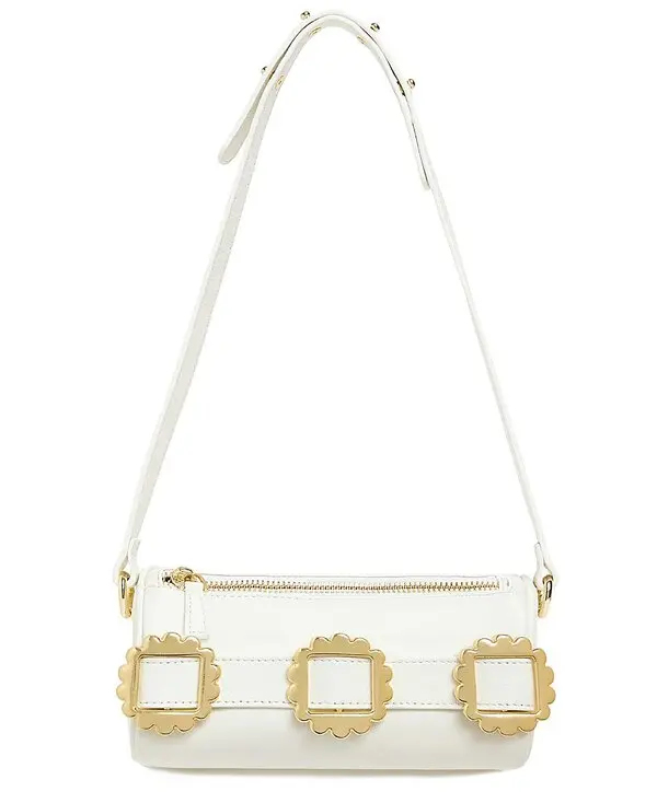 Cynthia Rowley Multi-buckle Leather Shoulder Bag - White