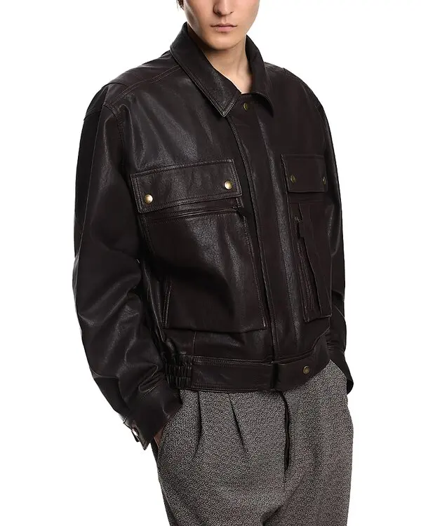 Emporio Armani Vintage Effect Leather Blouson Jacket