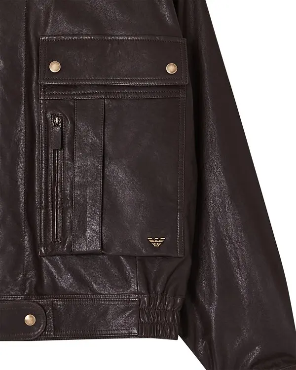 Emporio Armani Vintage Effect Leather Blouson Jacket