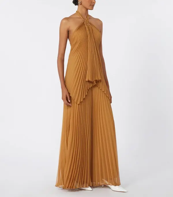 Max Mara Chiffon Pleated Halterneck Top