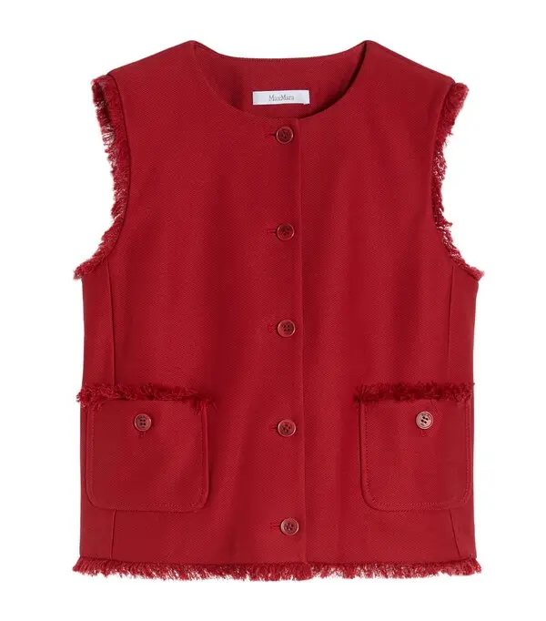 Max Mara Cotton Gabardine Waistcoat - Red