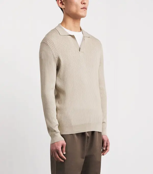 Sunspel Silk-cotton Long-sleeve Polo Shirt