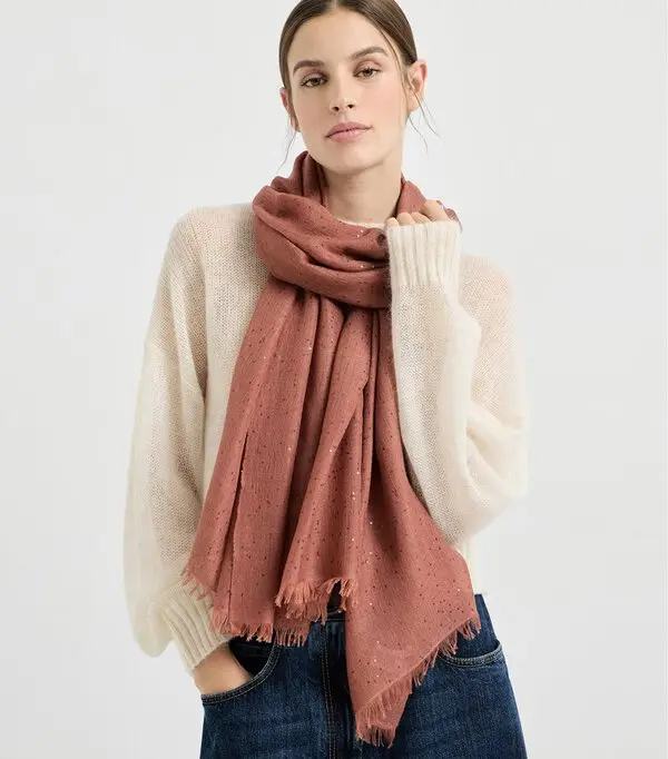 Brunello Cucinelli Cashmere-silk Sequinned Scarf - Red