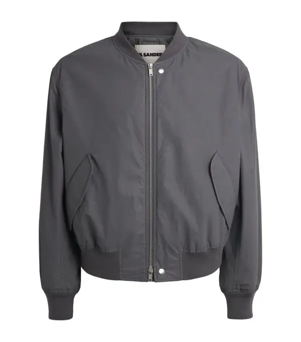 JIL SANDER Cotton Padded Bomber Jacket - Grey