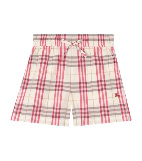 Burberry Cotton Check Print Shorts - Pink