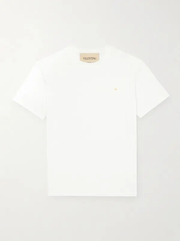 Valentino Garavani Vgold Cotton-jersey T-shirt - White