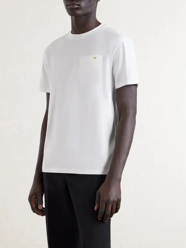 Valentino Garavani Vgold Cotton-jersey T-shirt - White