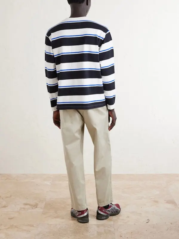 NEIGHBORHOOD Logo-embroidered Striped Cotton-jersey Top