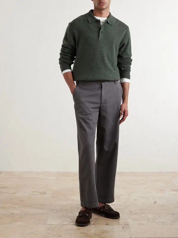 Mr P. Barrel-leg Cotton-twill Trousers - Gray