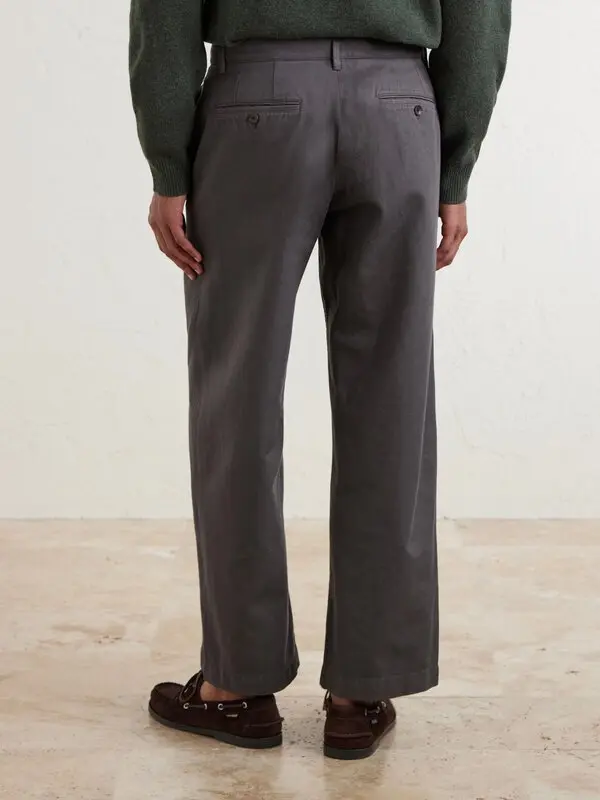 Mr P. Barrel-leg Cotton-twill Trousers - Gray